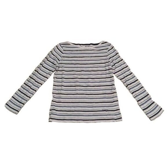 Weird Fish | Tops | Weird Fish Shirt Womens White Blue Striped Long ...